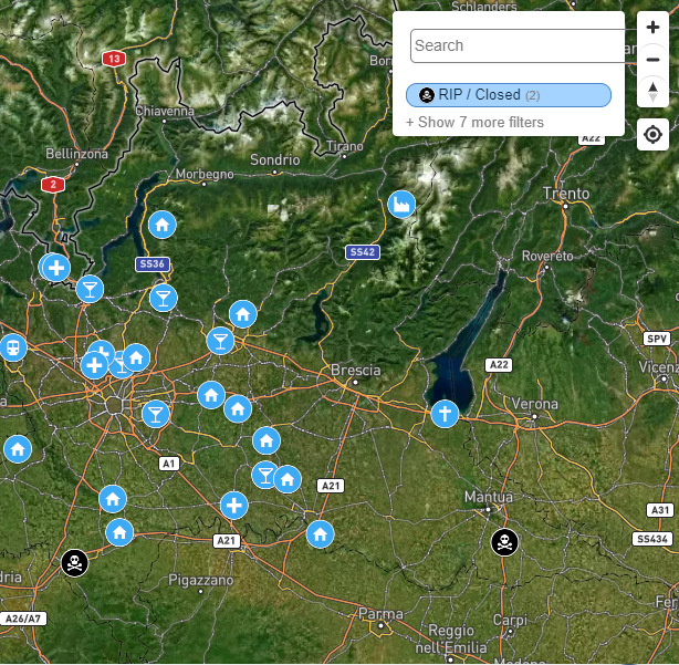 Urbex Map Italy: Lombardy (1 or 2 Year Access) coordinate - Urbex Direct